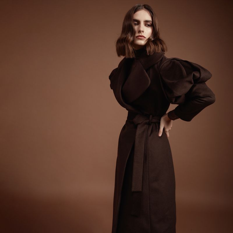 Statement Trench Coat In Chocolate Brown Wool & Cashmere | LITA COUTURE ...