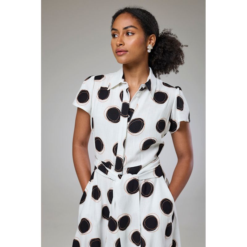 Absolute Polka Dot Linen Short Sleeve Shirt Dress | Isha's Timeless | Wolf & Badger