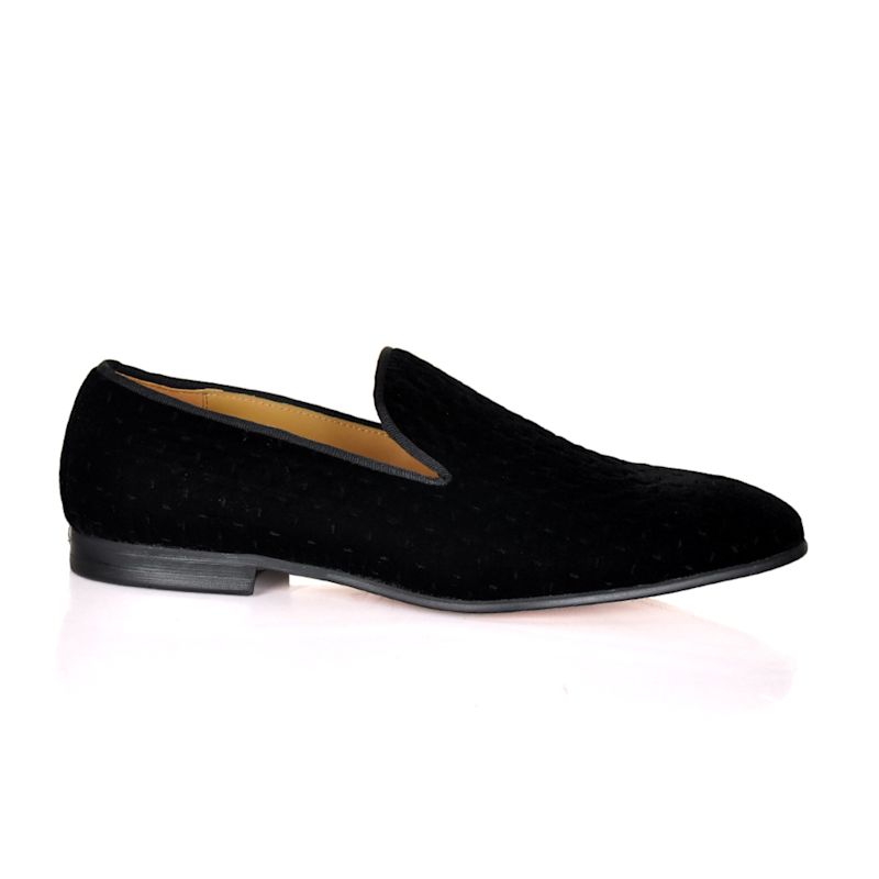 Alberto Velvet Pattern Loafers - Black | DAVID WEJ | Wolf & Badger