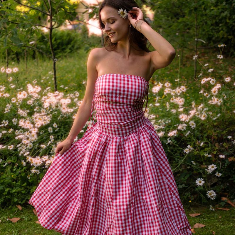 Alexa Red Gingham Puffball Dress | AMY LYNN | Wolf & Badger