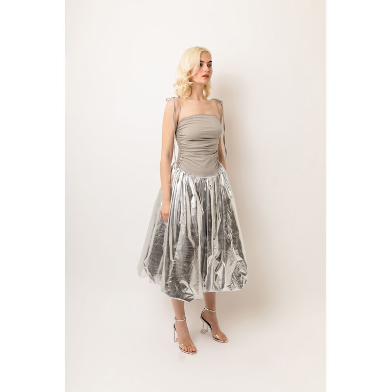 Alexa Silver Metallic Puffball Dress | AMY LYNN | Wolf & Badger