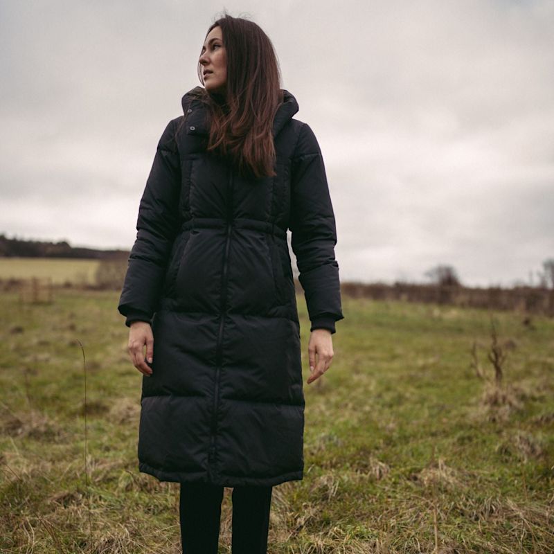 Alexis Longline Padded Puffa Coat With Cowl Hood Midnight Green ...