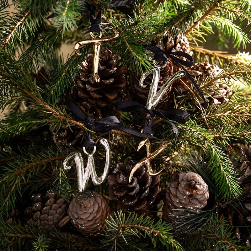 Alphabet Tree Decorations V Silver | Dower & Hall | Wolf & Badger