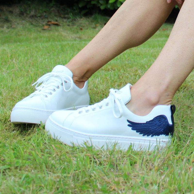 Angel's Ease - Classic Trainer In White With Midnight Blue Wing | Marté ...