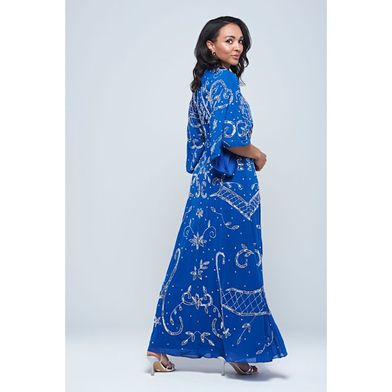 Aramina Blue Embellished Maxi Dress | Frock and Frill | Wolf & Badger