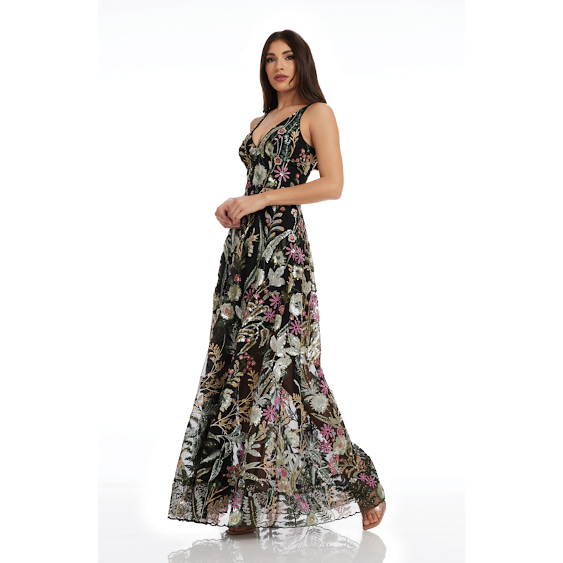 Ariyah Floral Sequin Gown | Dress the Population | Wolf & Badger