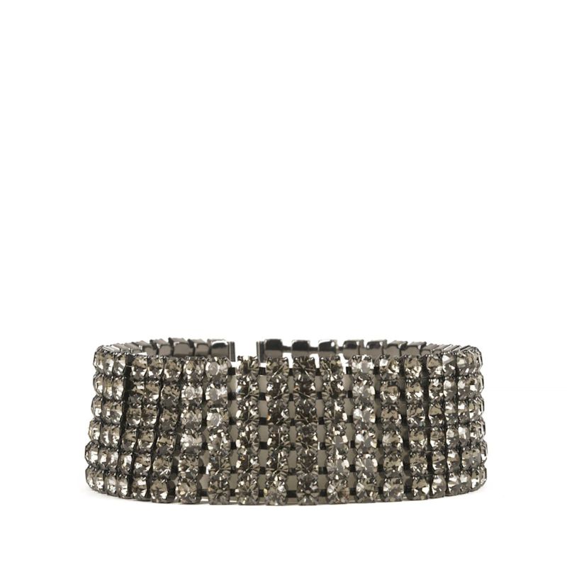 Asteria Choker With Strands Of Rhinestones In Oxidized Silver ...