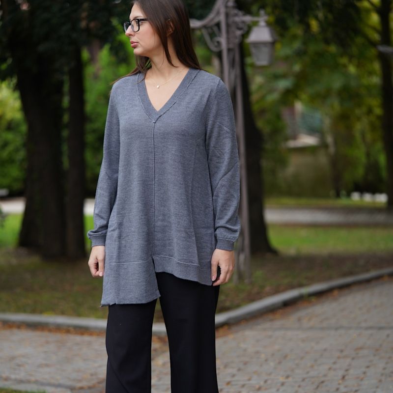Asymmetric Merino Wool Sweater – Premium Italian Yarn Design | Nuvv ...