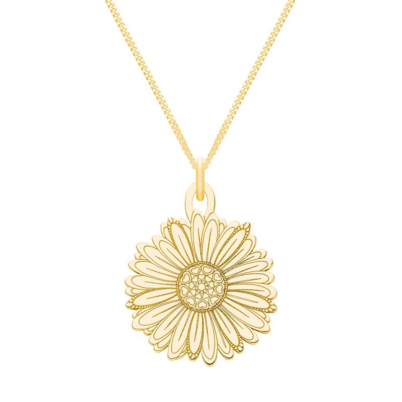 Small Gold Daisy Flower Pendant Necklace | CarterGore | Wolf & Badger