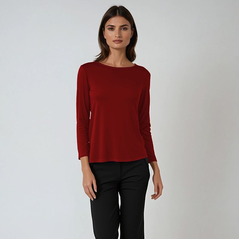Bamboo Long Sleeved Blouse Red | Haris Cotton | Wolf & Badger