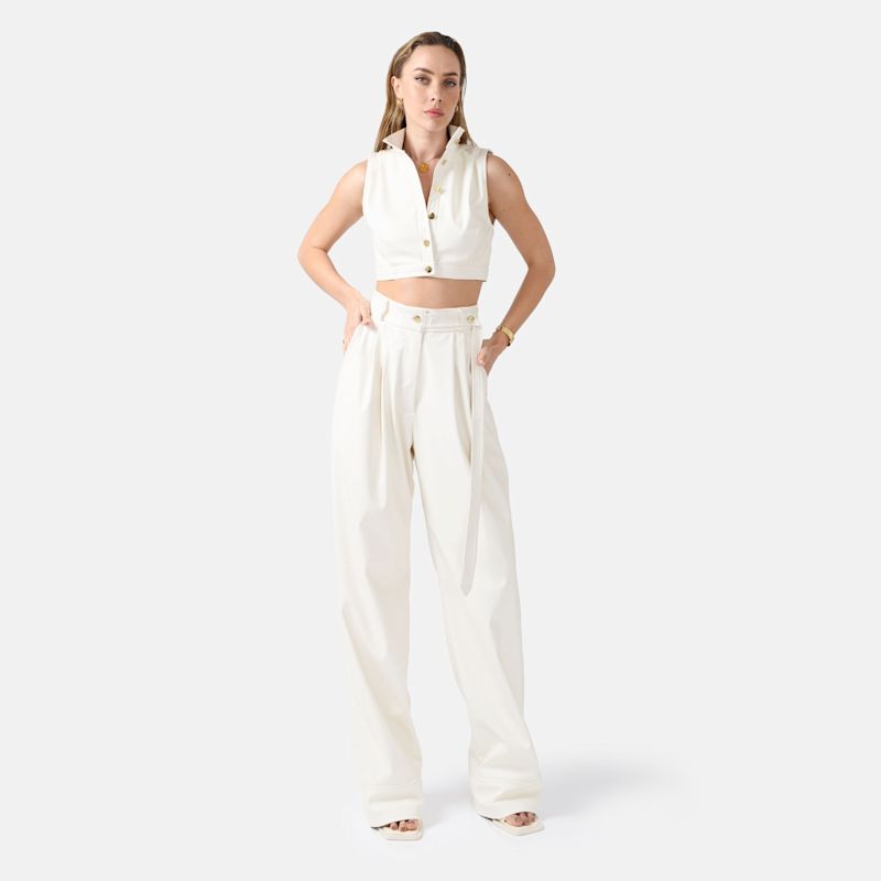 White Leather Pants – Straight-Leg, Designer | Kargede | Wolf & Badger