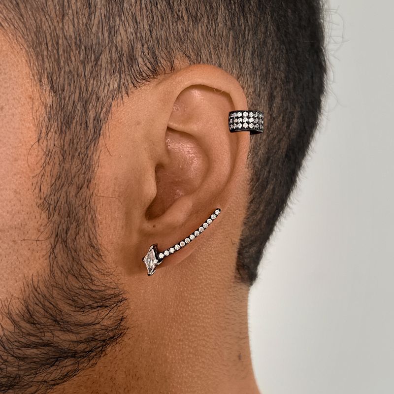 Behave Ear Climber With Man Made Cz Diamond Stimulant In Sterling ...