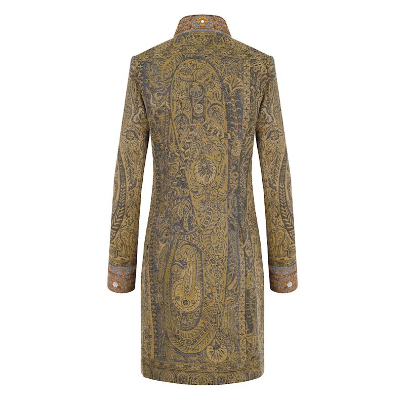 Beige Gold Rosette Wool Paisley Shawl Jacket | Beatrice von Tresckow ...