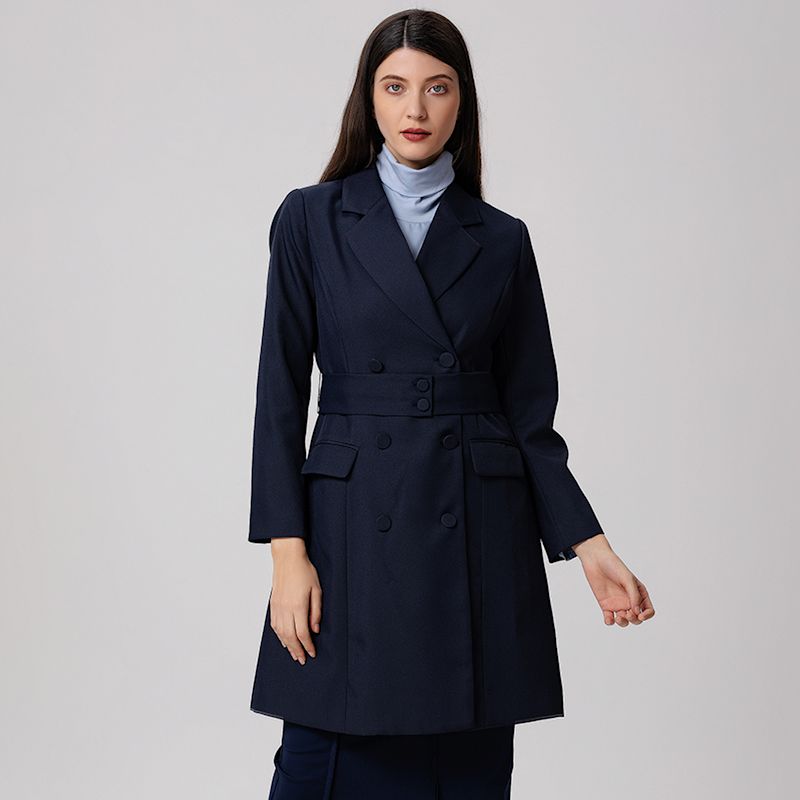 Belted Tailor Coat - Navy | Smart and Joy | Wolf & Badger