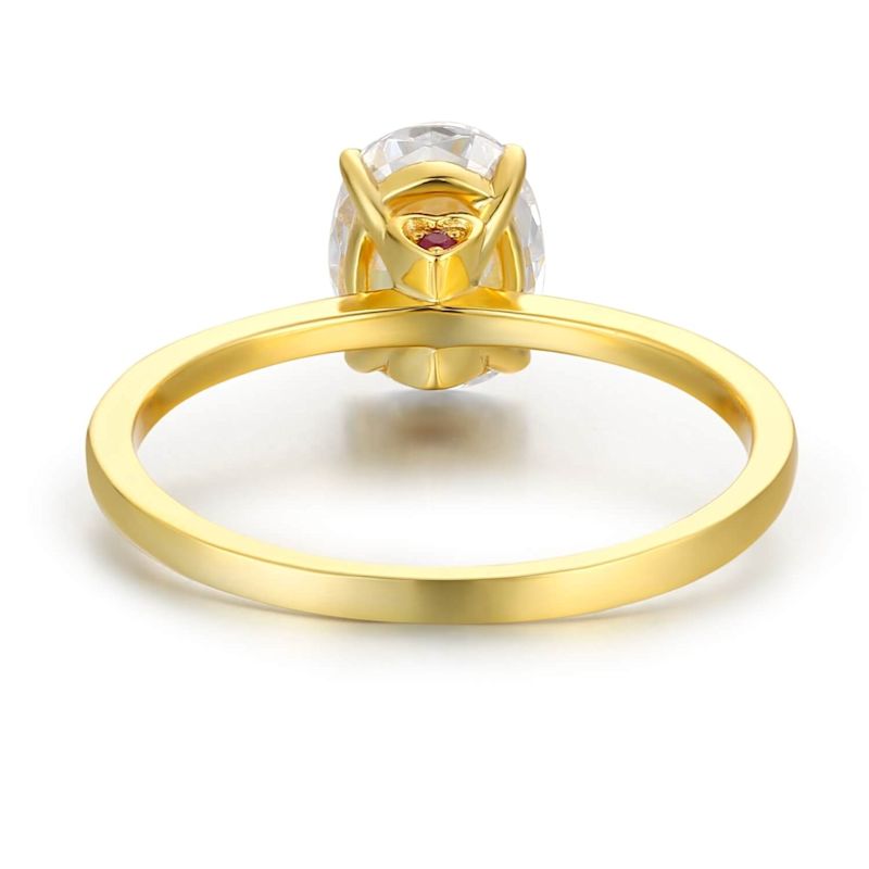 Hidden Ruby Heart Oval Moissanite Solid Yellow Gold Ring | Azura ...