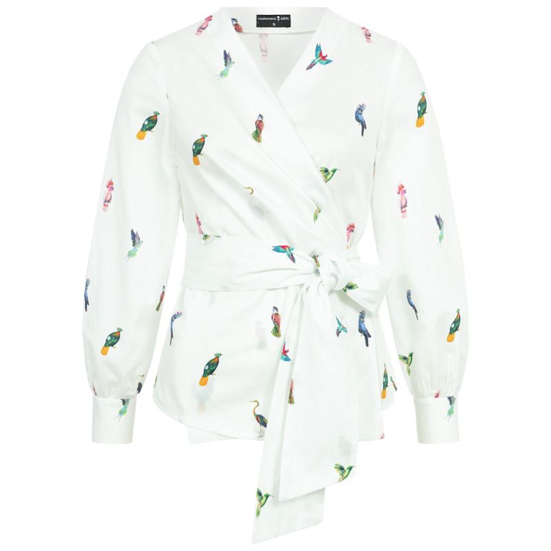Bird Print Wrap Blouse | Marianna Déri | Wolf & Badger