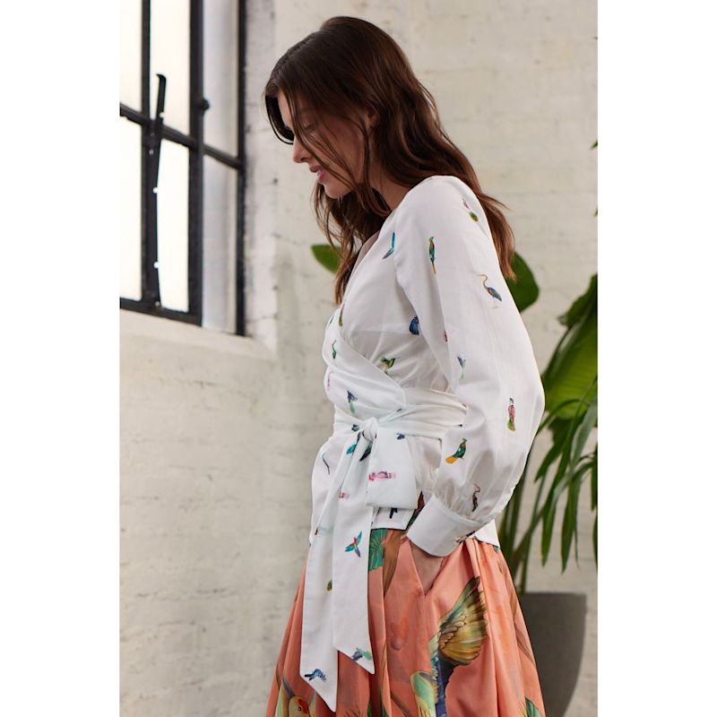 Bird Print Wrap Blouse | Marianna Déri | Wolf & Badger