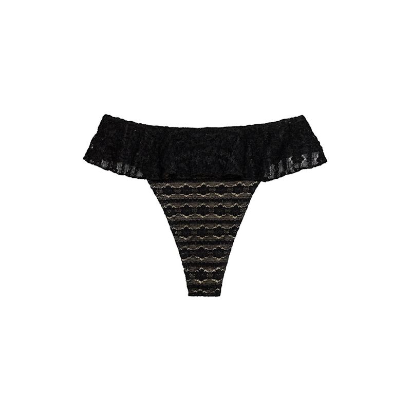 Black Daisy Lace Tamarindo Ruffle Bikini Bottom | Montce Swim | Wolf ...