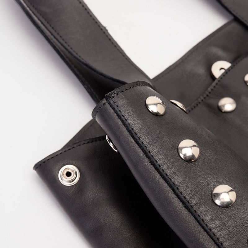 Black Leather Studded Tote Bag | JUAN-JO | Wolf & Badger