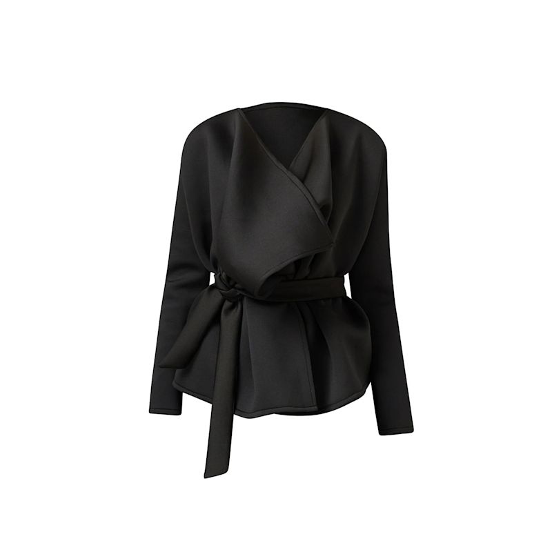 Black Neoprene Embroidered Jacket | LIA ARAM | Wolf & Badger