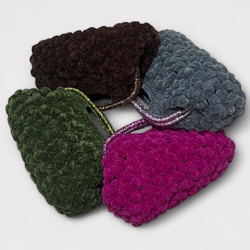 Black Velvet Hand-Knitted Designer Bag – Elegant, Soft, And Unique ...