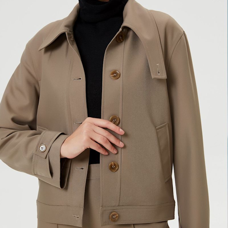 Buttoned Collar Short Jacket | Smart and Joy | Wolf & Badger