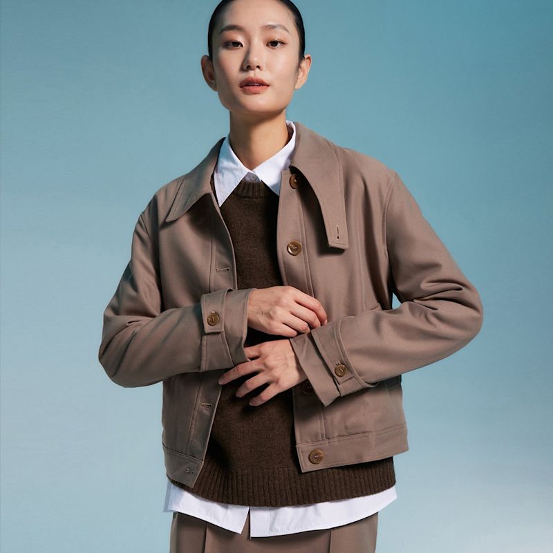 Buttoned Collar Short Jacket | Smart and Joy | Wolf & Badger