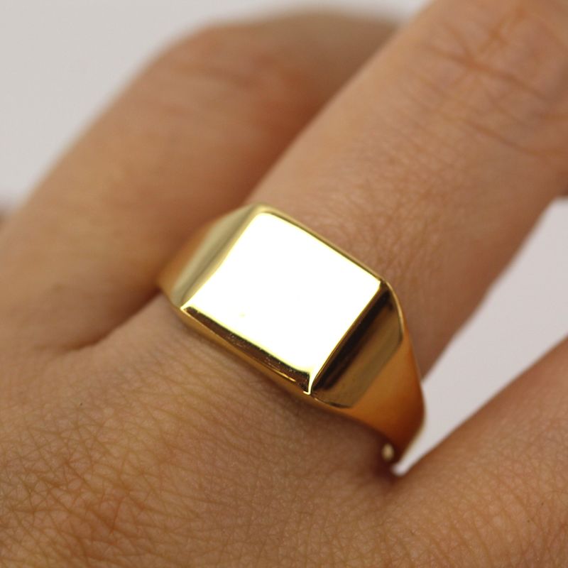 Bold Square Gold Signet Ring For Men | VicStoneNYC Fine Jewelry | Wolf ...