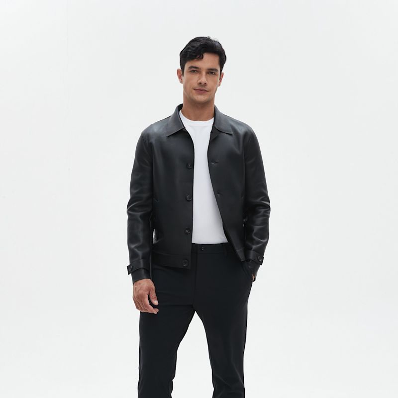Bonded Leather Laser Cut Jacket - Black | George Patrick | Wolf & Badger