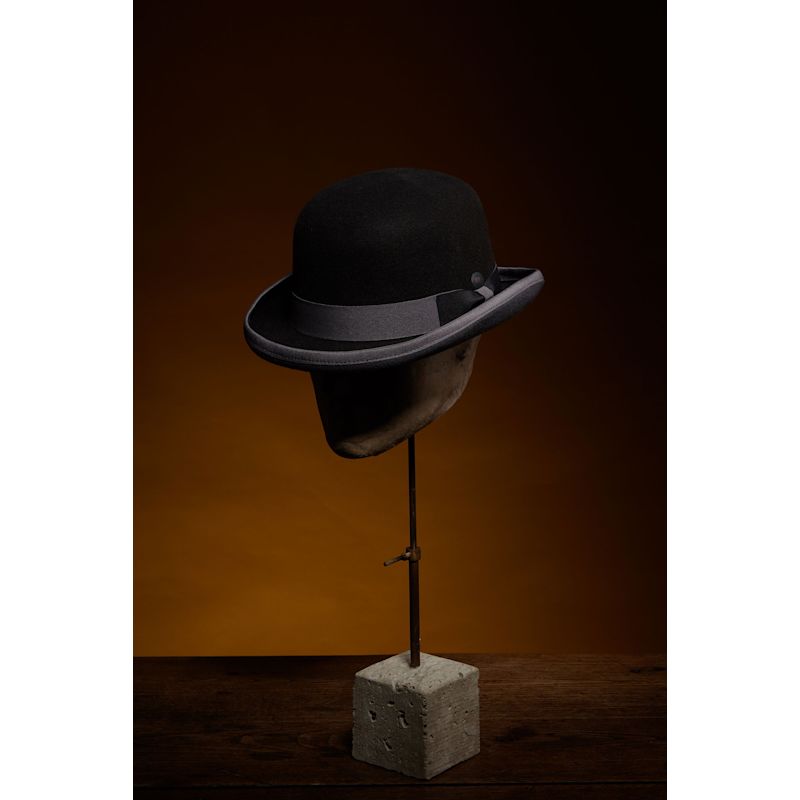 Brooke Black Grey Wool Felt Bowler Derby Hat | Dasmarca Hats | Wolf ...