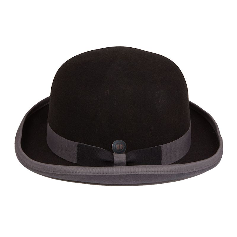 Brooke Black Grey Wool Felt Bowler Derby Hat | Dasmarca Hats | Wolf ...