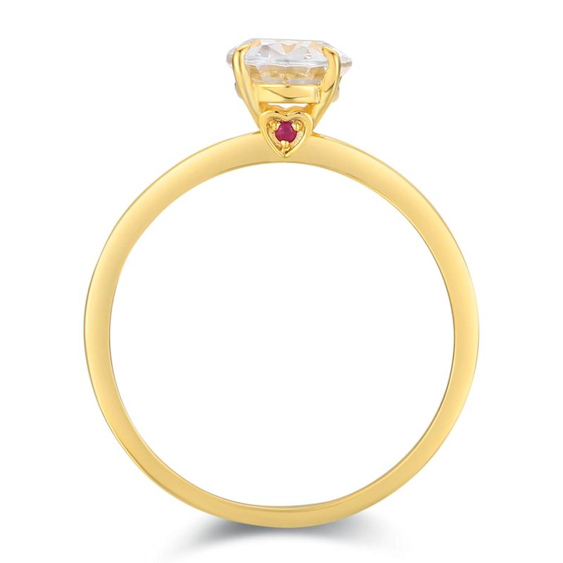 Hidden Ruby Heart Oval Moissanite Solid Yellow Gold Ring | Azura ...