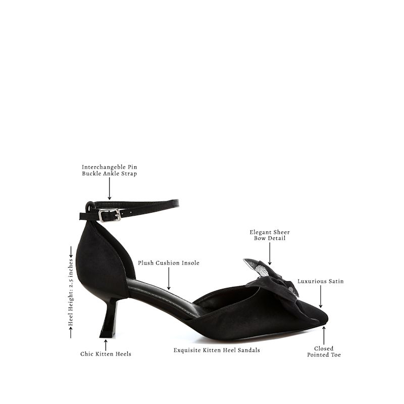 Cadell Bow Detail Satin Sandals In Black By Rag & Co | Rag & Co. | Wolf ...