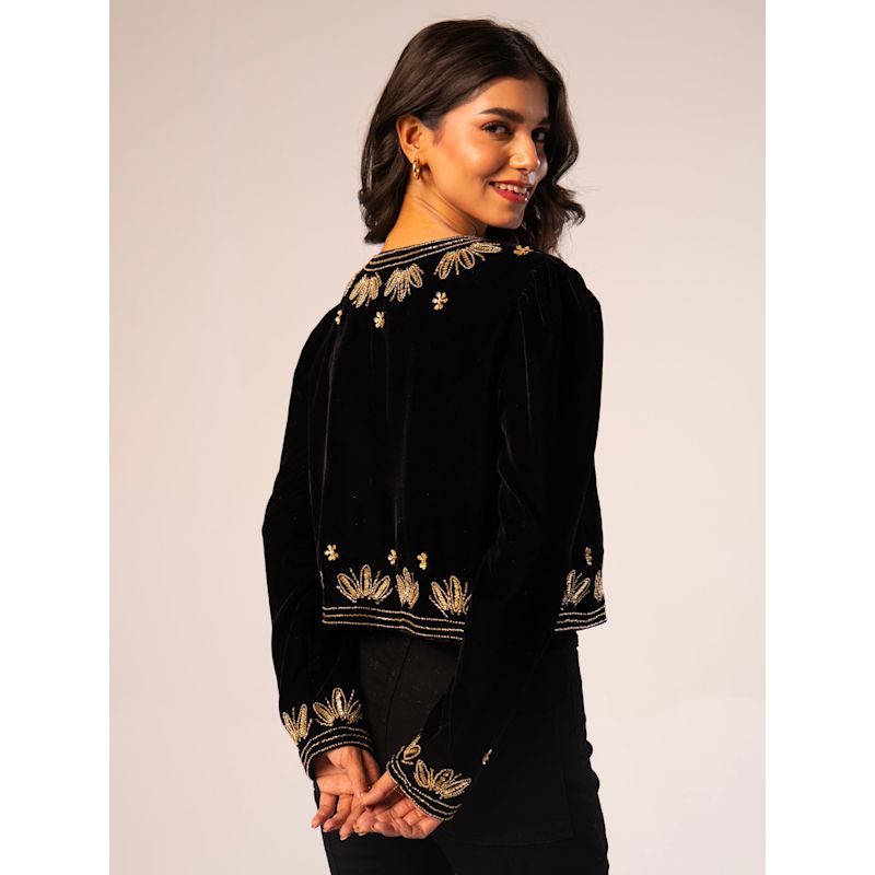Celeste Black Velvet Embellished Trophy Jacket | Rose & Nancy | Wolf ...