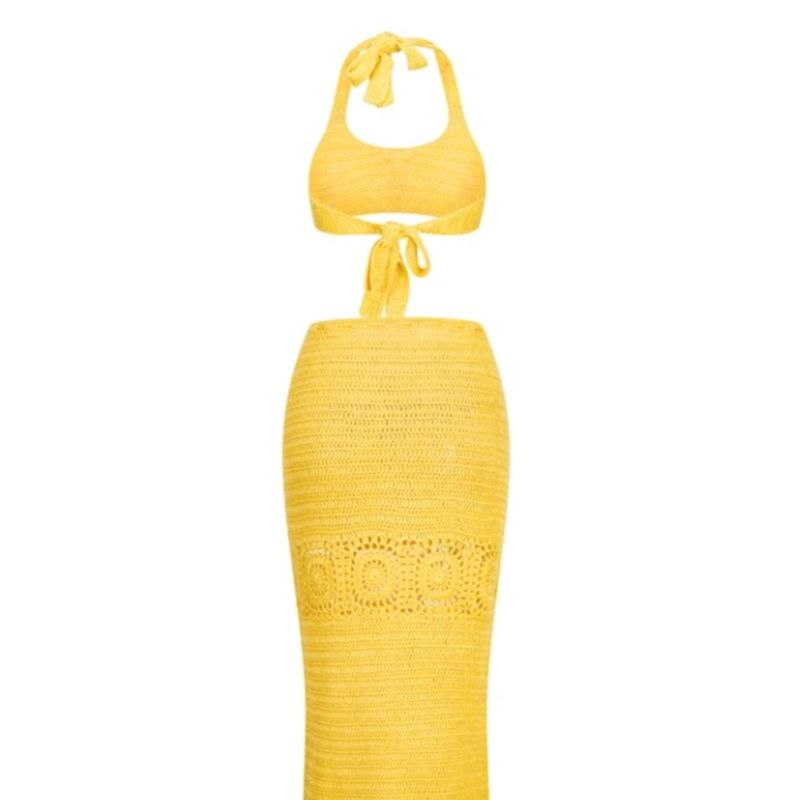 Chloe Crochet Set In Tuscany Yellow | Decolet the label | Wolf & Badger