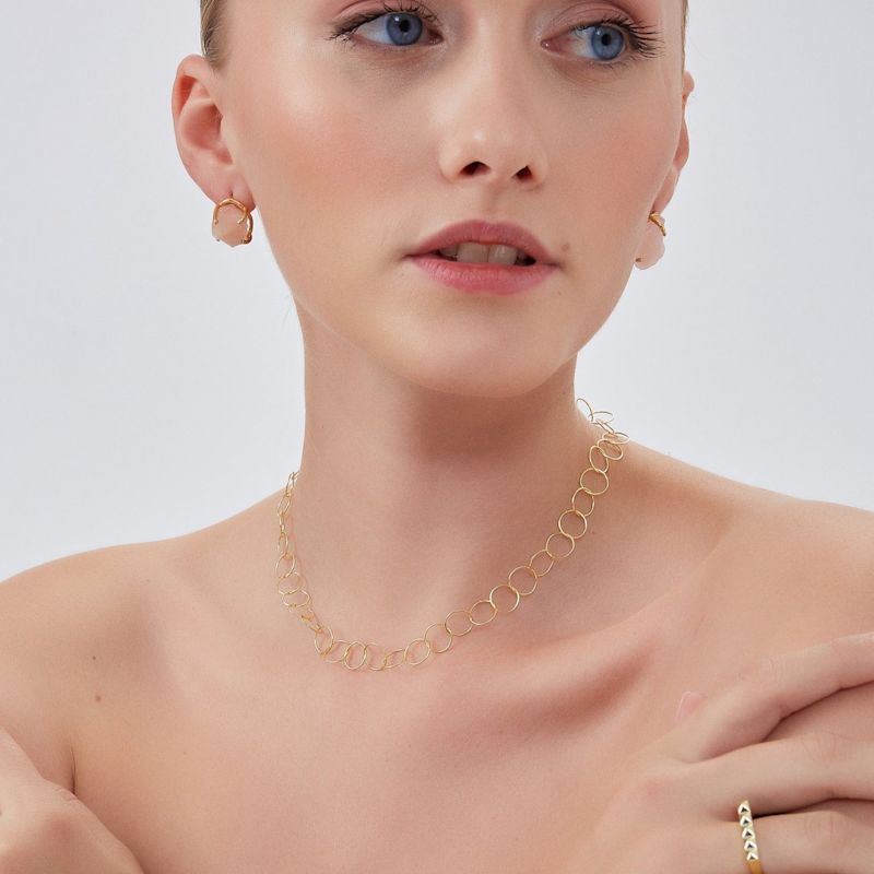 Circle Hoops Sterling Silver Chain Necklace - Gold | Spero London ...