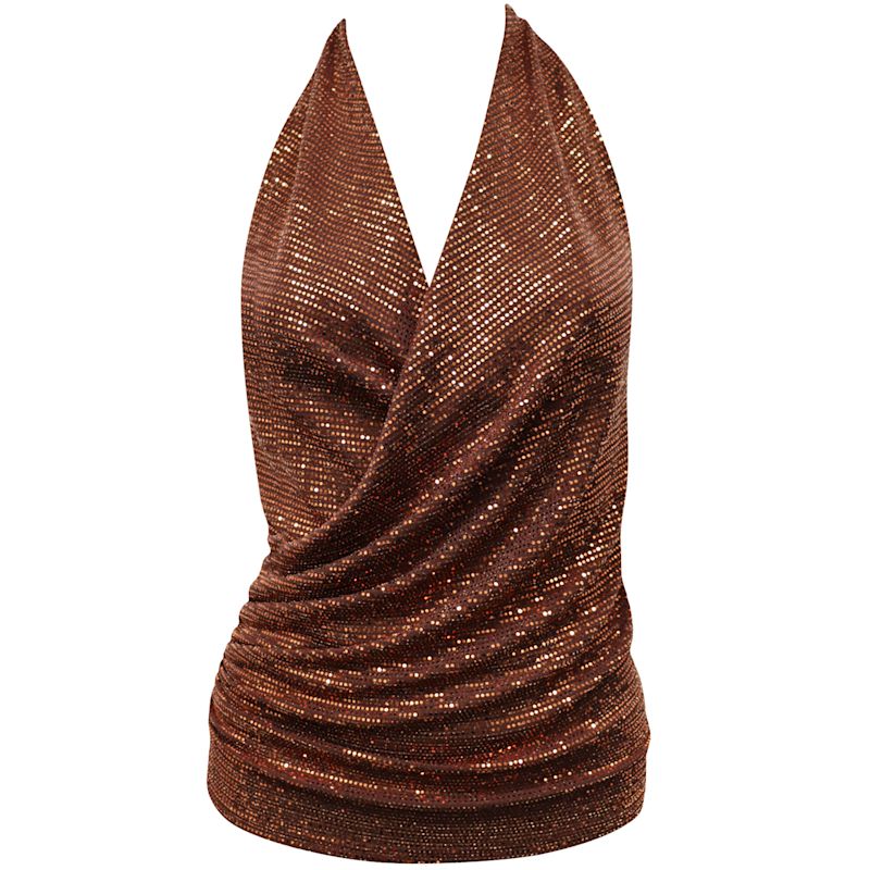 Lead Astray Copper Sequin Halter Neck Top | Me & Thee | Wolf & Badger