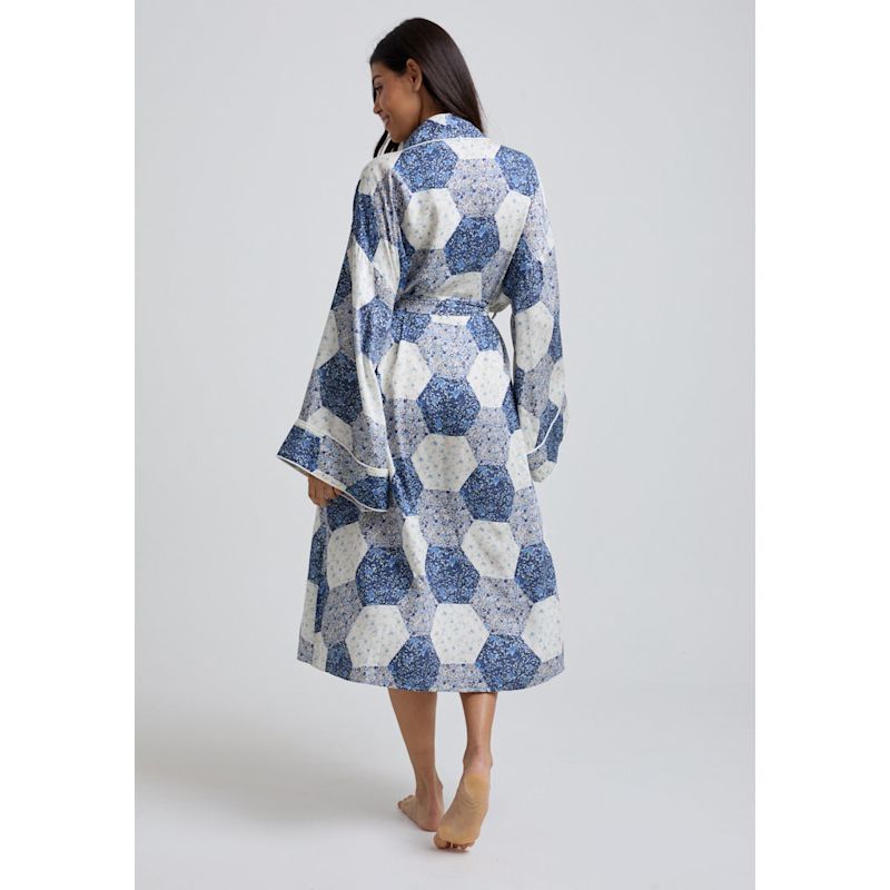 Corina Aster Patchwork Robe In Blue | Lily and Lionel | Wolf & Badger