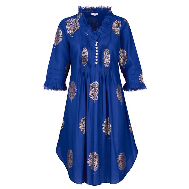 Cotton Annabel Tunic In Marrakesh Blue & Gold | At Last... | Wolf & Badger