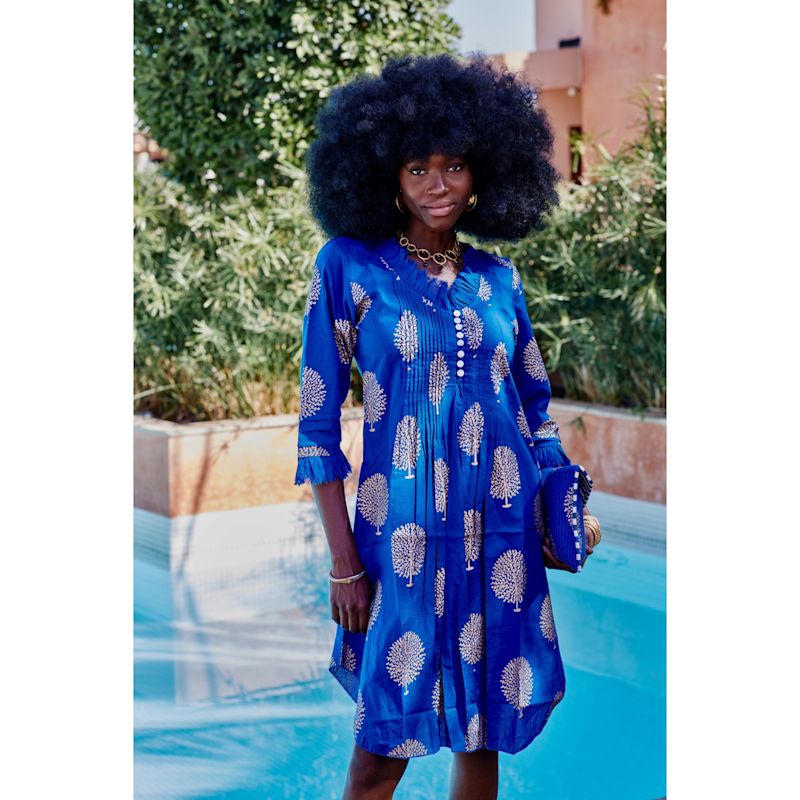 Cotton Annabel Tunic In Marrakesh Blue & Gold | At Last... | Wolf & Badger