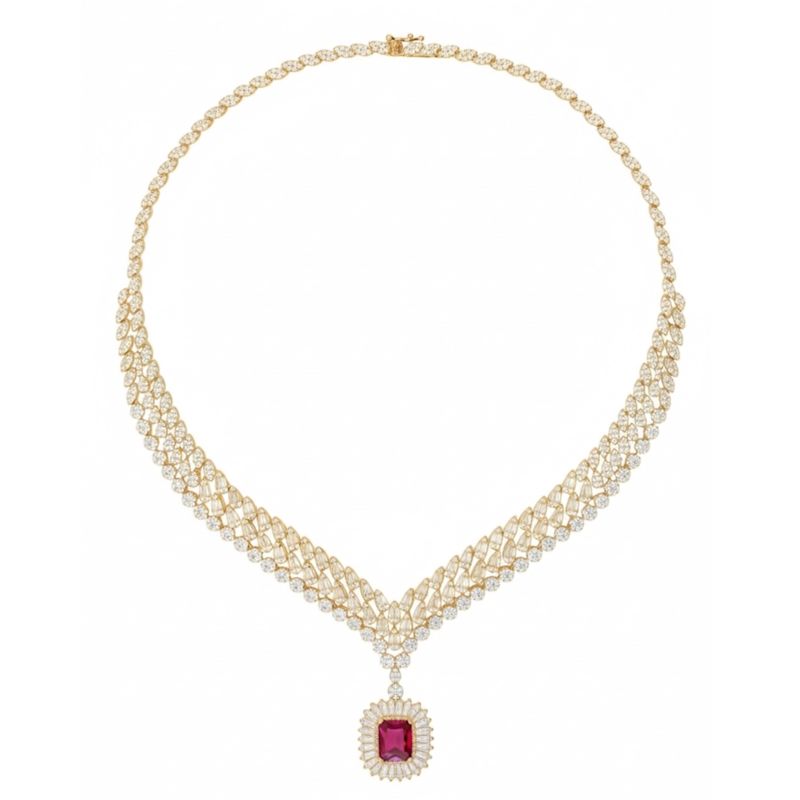 Countess Statement Ruby Necklace Gold | LATELITA | Wolf & Badger