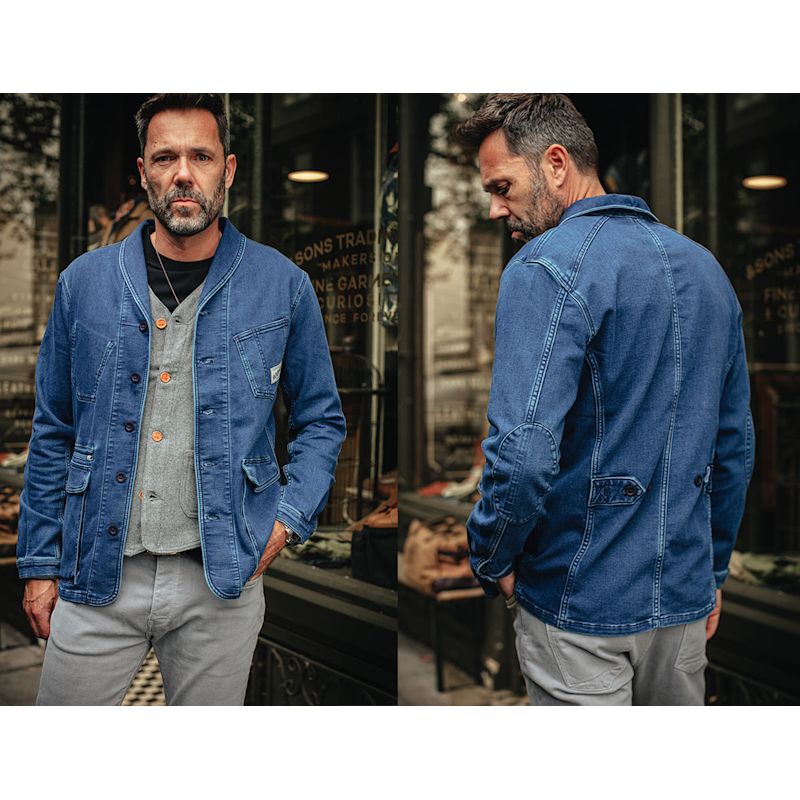 Crafter Indigo Wash Chore Jacket | &SONS Trading Co | Wolf & Badger