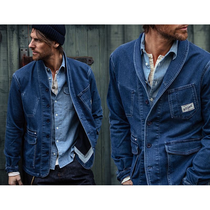 Crafter Indigo Wash Chore Jacket | &SONS Trading Co | Wolf & Badger