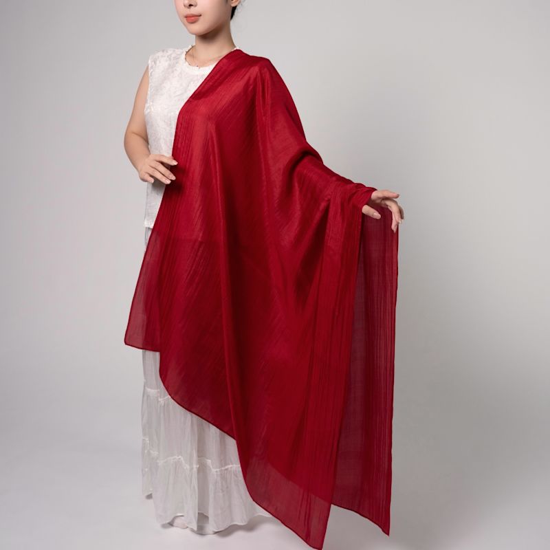 Crimson Red Hand-Dyed Mulberry Silk Scarf – Artisan Made In Vietnam ...
