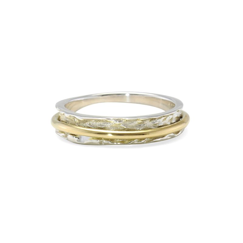 Dainty Silver & Brass Spinner Ring | Isla Silver | Wolf & Badger