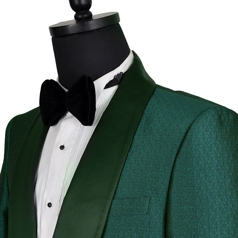 David Wej Signature Satin Shawl Lapel Blazer- Green | DAVID WEJ | Wolf ...