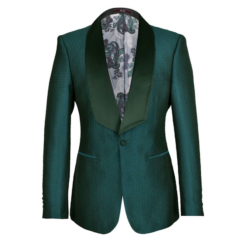 David Wej Signature Satin Shawl Lapel Blazer- Green | DAVID WEJ | Wolf ...