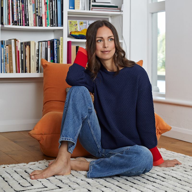 Davina Waffle Stitch Jumper | Cove | Wolf & Badger