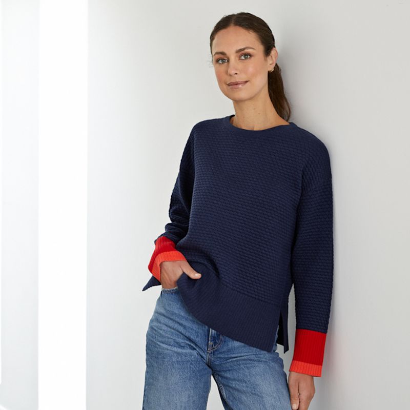 Davina Waffle Stitch Jumper | Cove | Wolf & Badger