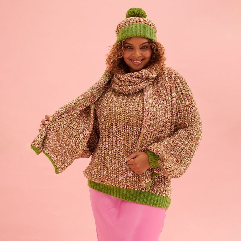 Debbie Twist High Neck Jumper - Olive | Cara & The Sky | Wolf & Badger
